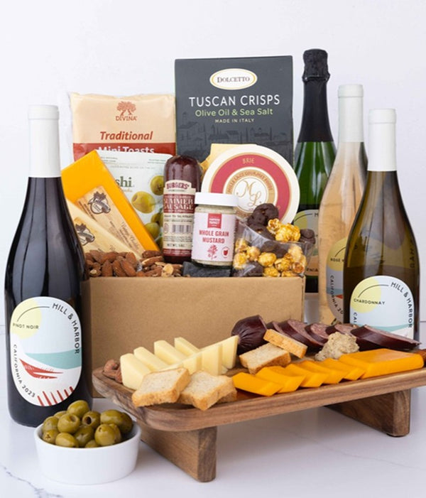 Charcuterie, Cheese & California Wine Gourmet Gift Box - Red, White, R ...